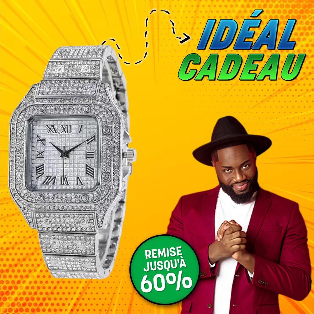 Montre Hip Hop avec Placage Silver pour homme-RDC